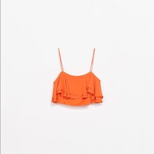 Zara | Tops | Zara Orange Ruffle Top | Poshmark